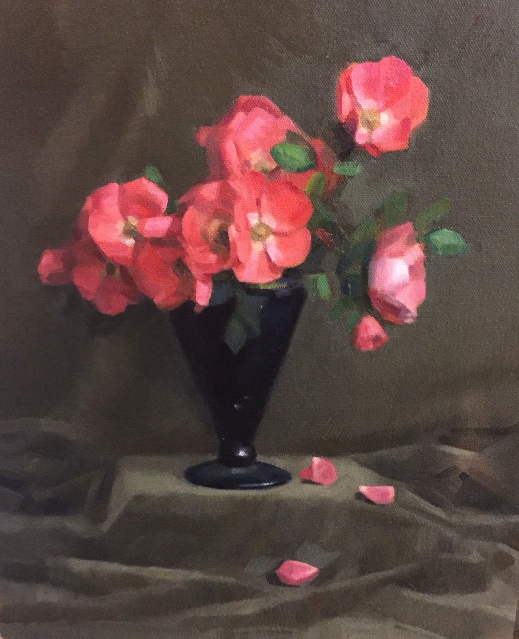 'Coral Roses', Oil By Rachel Dettmann-Smith